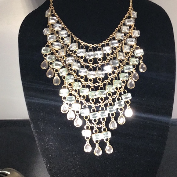 Jewelry | Gold And Silver Waterfall Necklace With Cascading Tiers ...